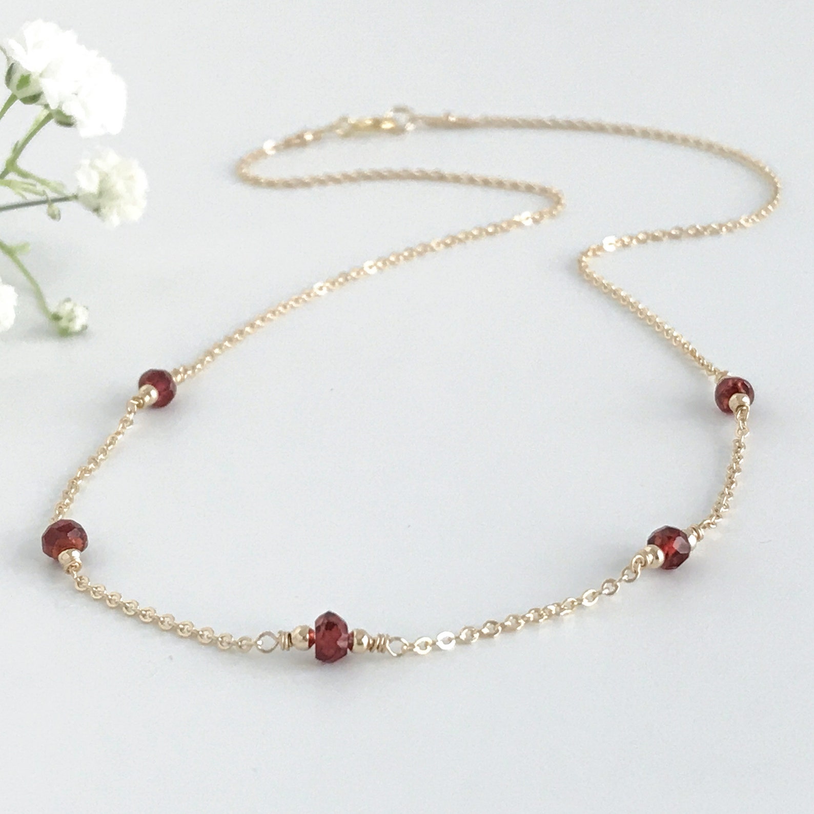 Garnet Necklace Gold or Silver - Garnet Necklaces for Women - January ...
