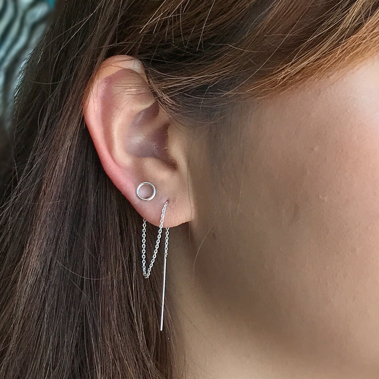 Double Piercing Earring Two Hole Earrings Pull Through - Etsy