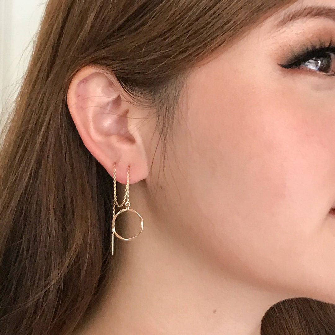 Sterling Silver or Gold Threader Earrings - Dainty Minimalist Extra ...