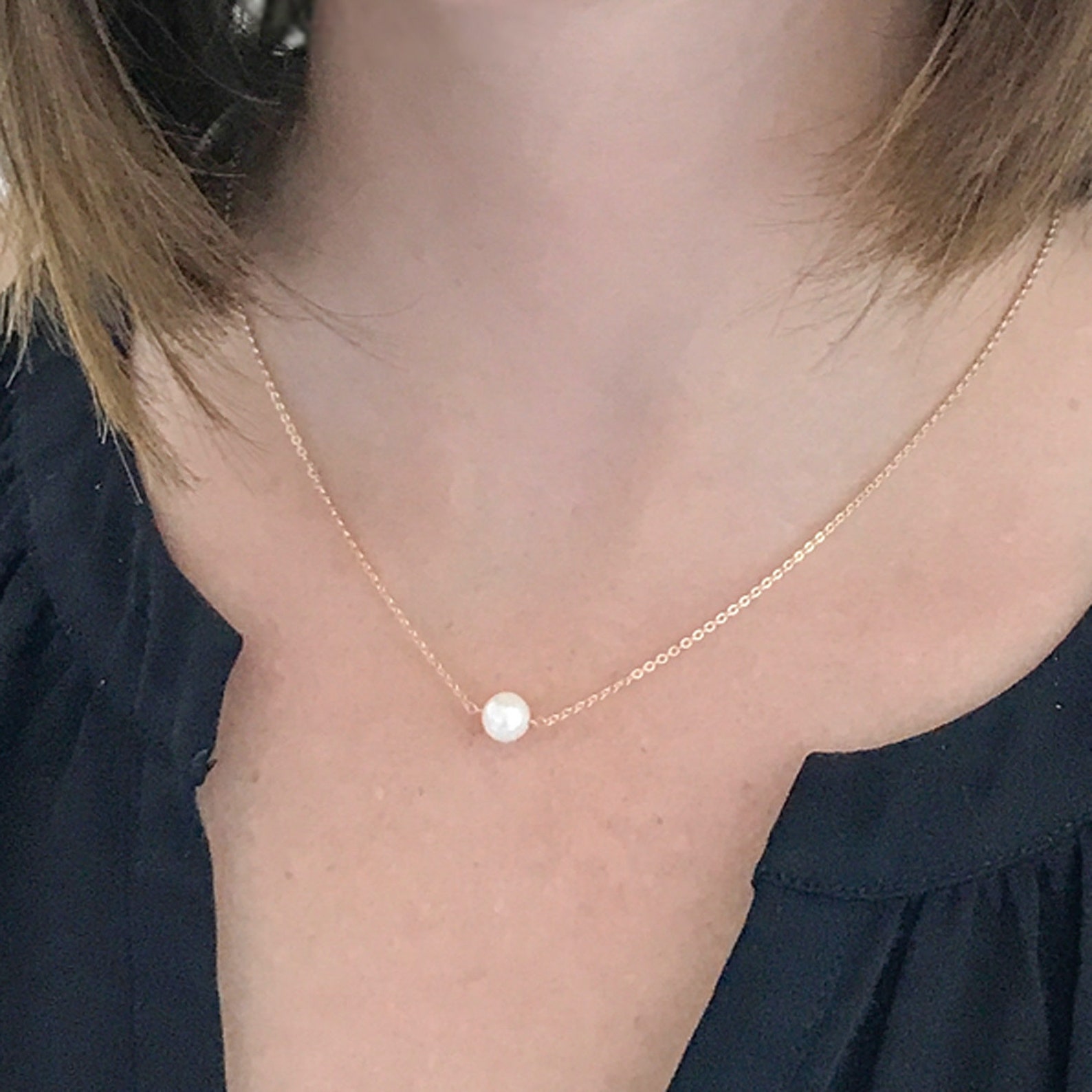 Collar de perlas de Akoya - Collar de perlas doradas - Collares de ...