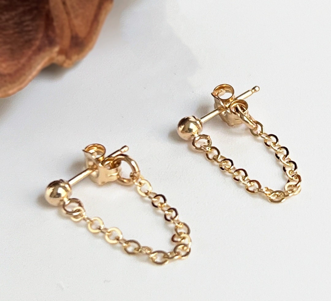 14k Gold Filled Front Back Earrings - Double Sided Earring - Minimalist ...