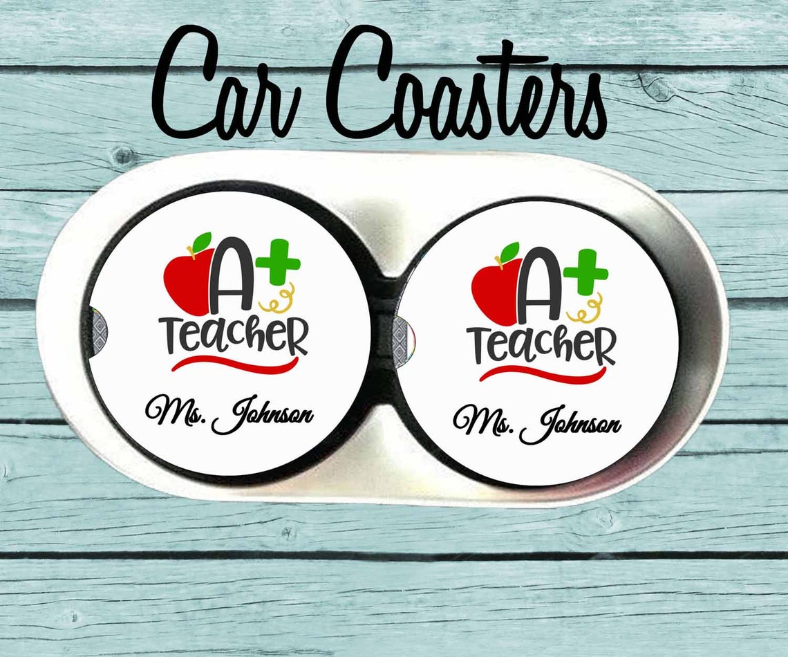 Monogram Car Coaster, Teacher, School Teacher, Personalized Car Coaster ...