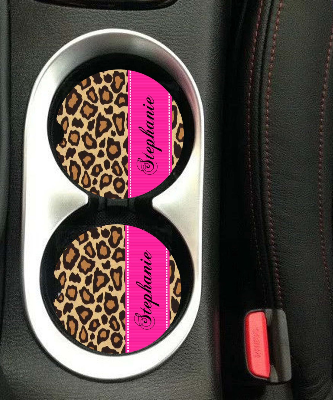 Monogram Car Coaster,leopard Personalized Car Coaster, Gold Black ...