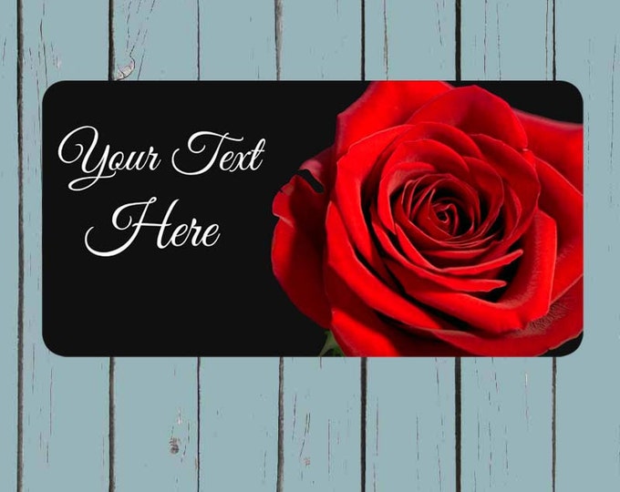 Black License Plate-monogram Car Tag RED ROSE Front License Plate ...