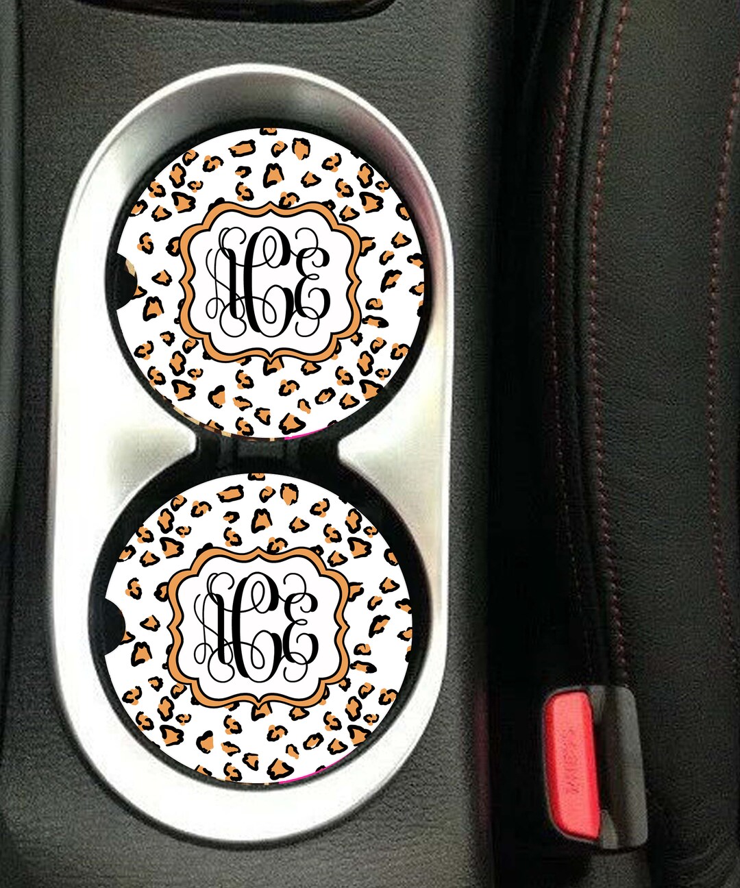 Monogram Car Coaster,leopard Personalized Car Coaster, Leopard Cheetah ...