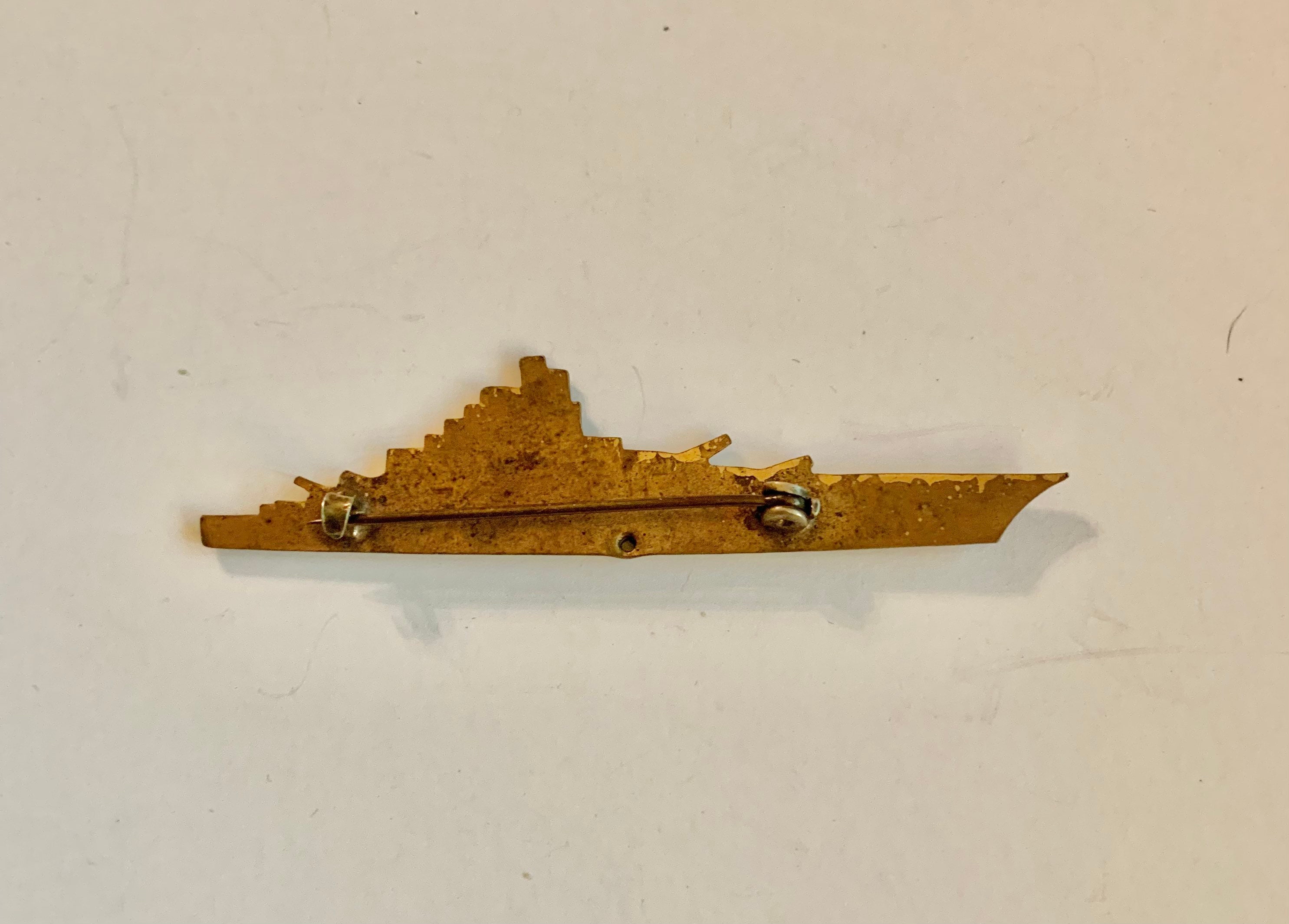 Vintage 1950s Brass Battleship Pin Brooch - Etsy