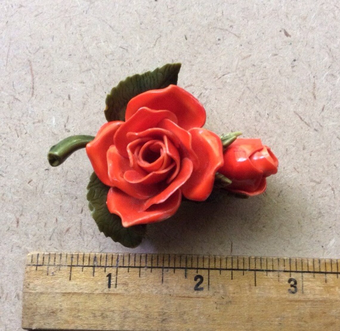 Retro Orange Plastic Molded Rose With Leaves - Etsy
