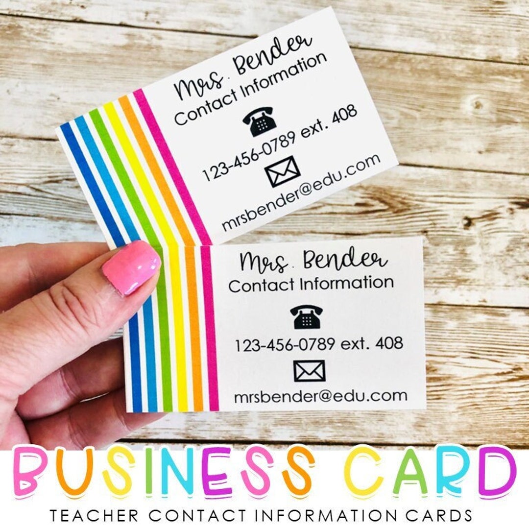 Teacher Contact Information Business Card - Rainbow - Etsy