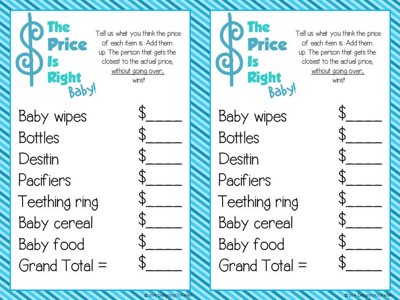 The Price is Right Baby Shower Game - Etsy