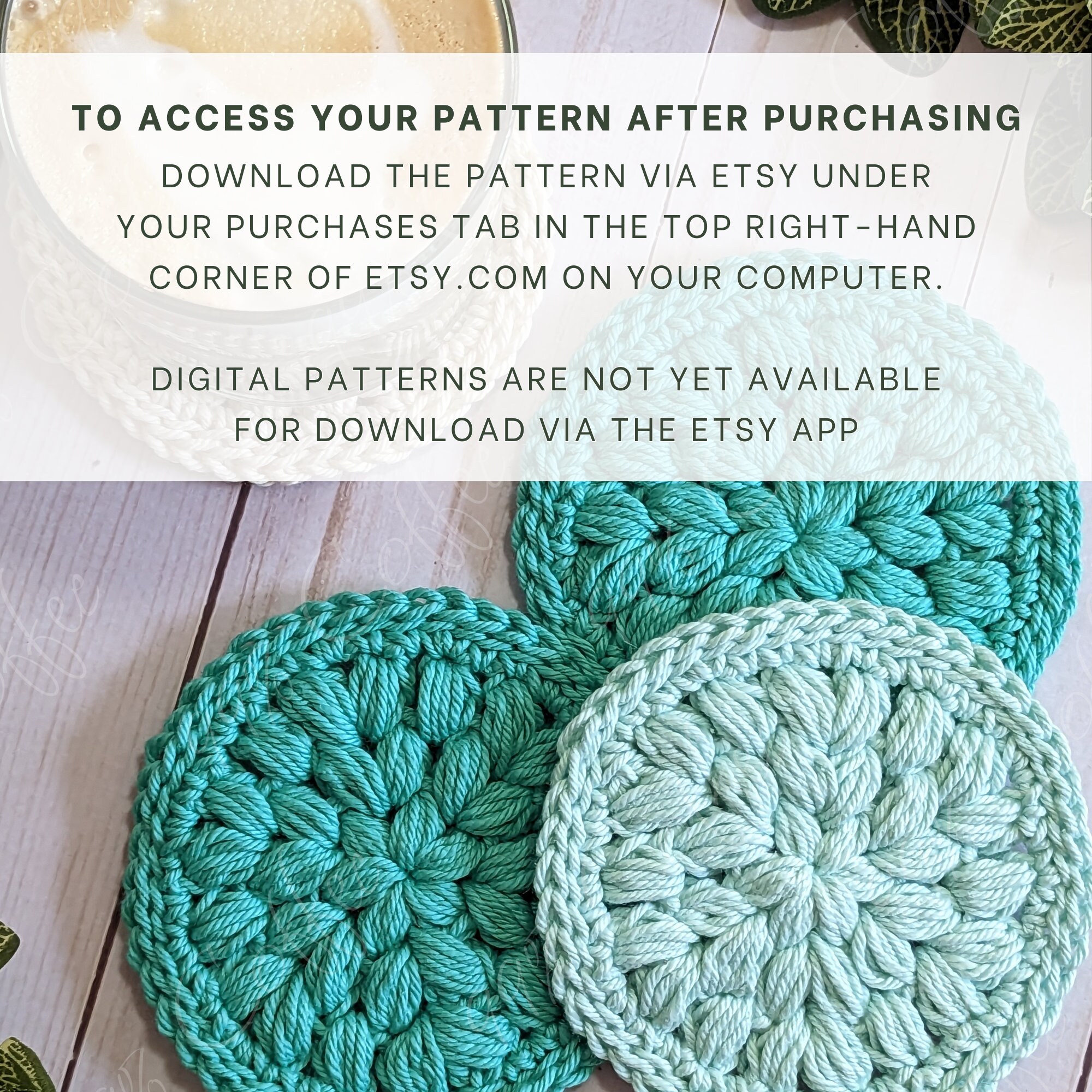 Crochet Pattern || Fancy Puff Coaster Pattern, Kitchen Decor Instant ...