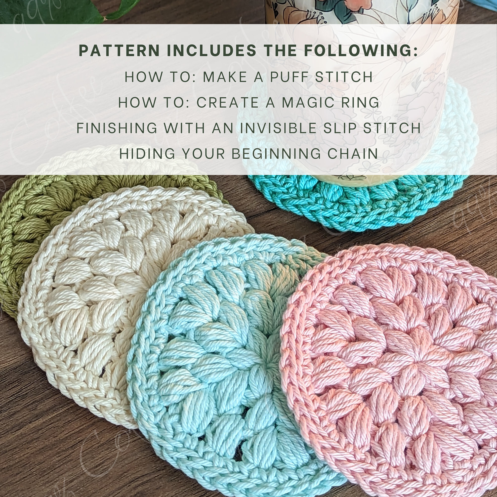 Crochet Pattern Fancy Puff Coaster Pattern, Kitchen Decor Instant PDF ...