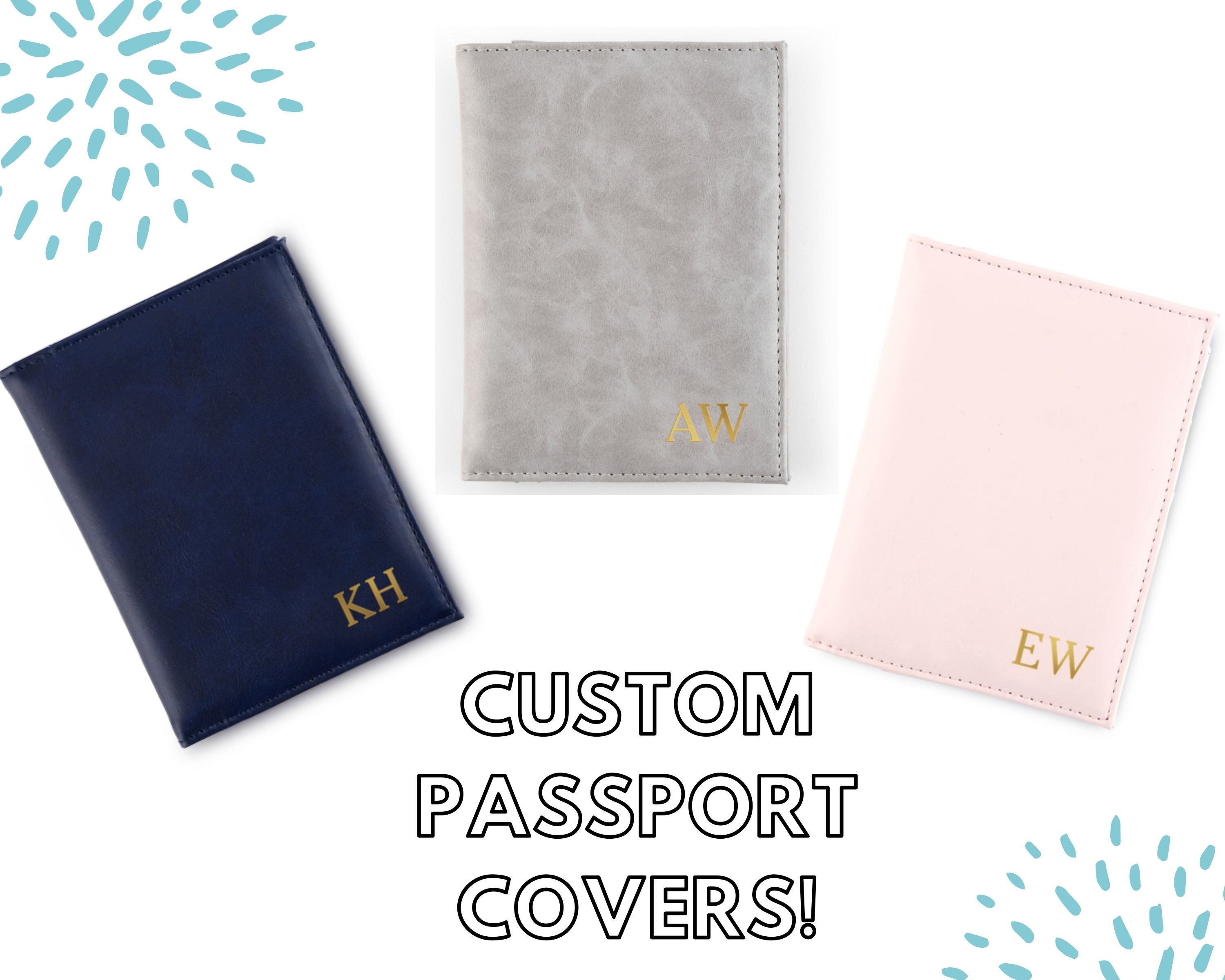 Monogram Passport Holder Faux Leather Gold Foil Monogram | Etsy