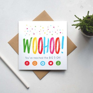 Fun 50th Birthday Card: 'WOOHOO! You've Reached the BIG 5-OH!' - Etsy