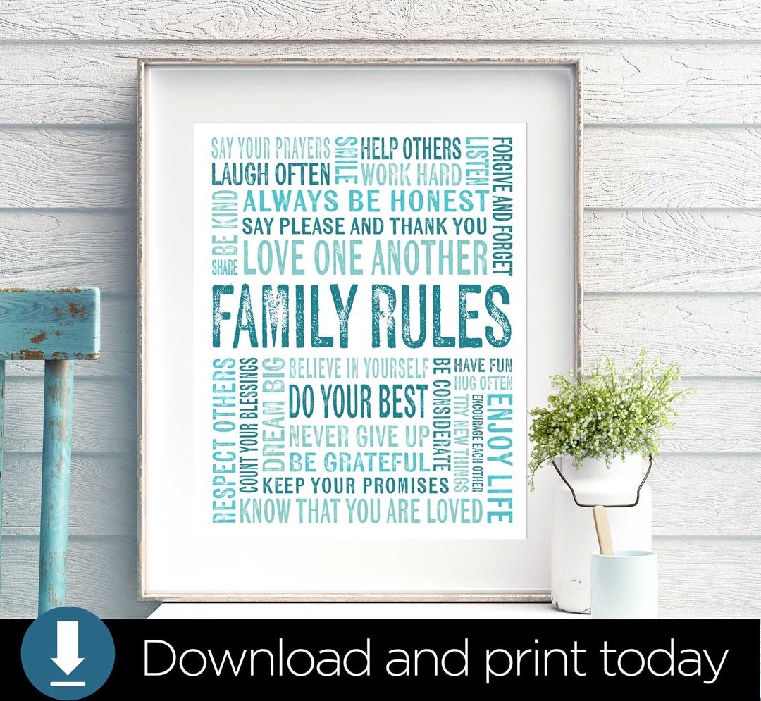 Family Gift Ideas, Family Rules Print, Family Print, New Home, Home ...