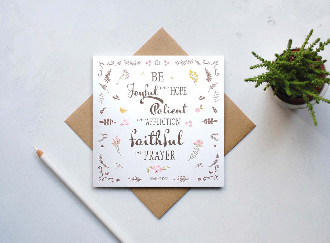 Bible Verse Cards, Christian Cards, Be Joyful in Hope, Patient in ...
