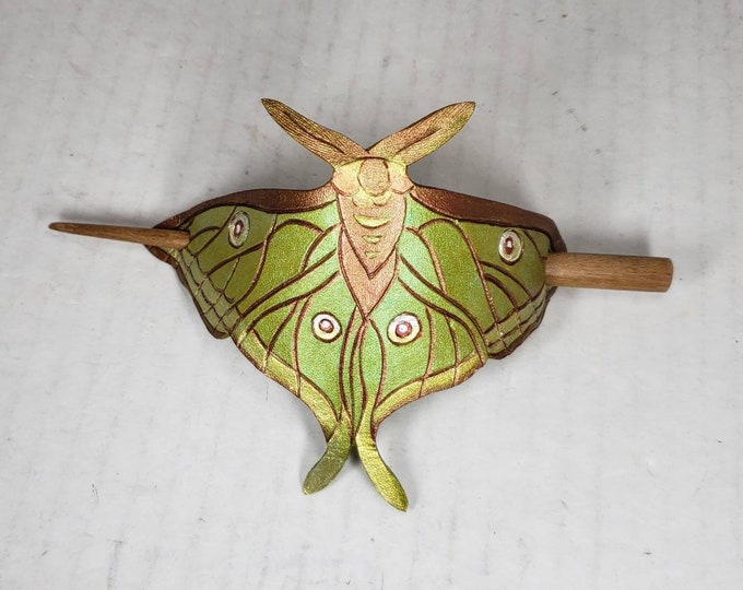 Leather Luna Moth Hair Stick Barrette - Etsy