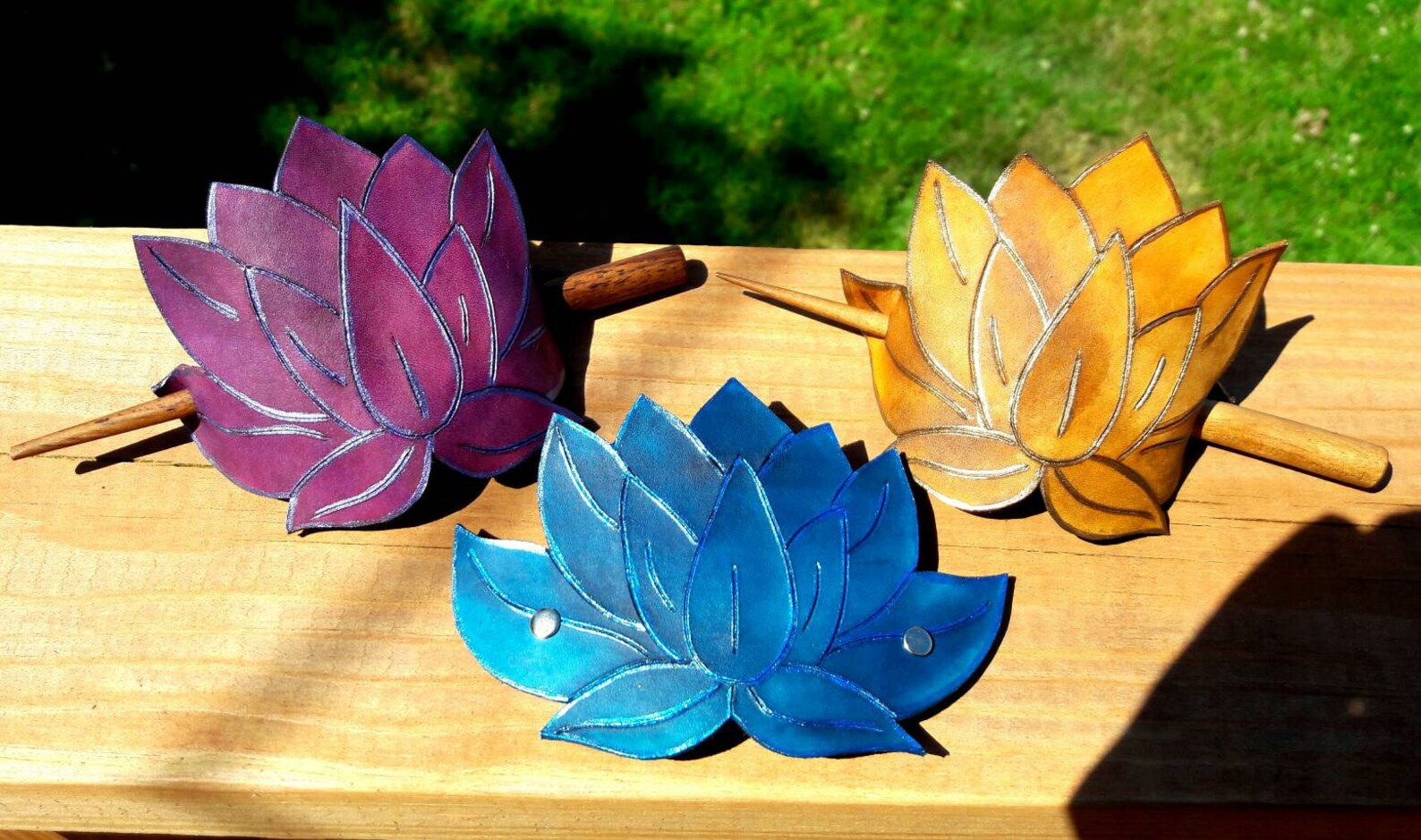 Leather Lotus Flower Hair Stick Barrette | Etsy