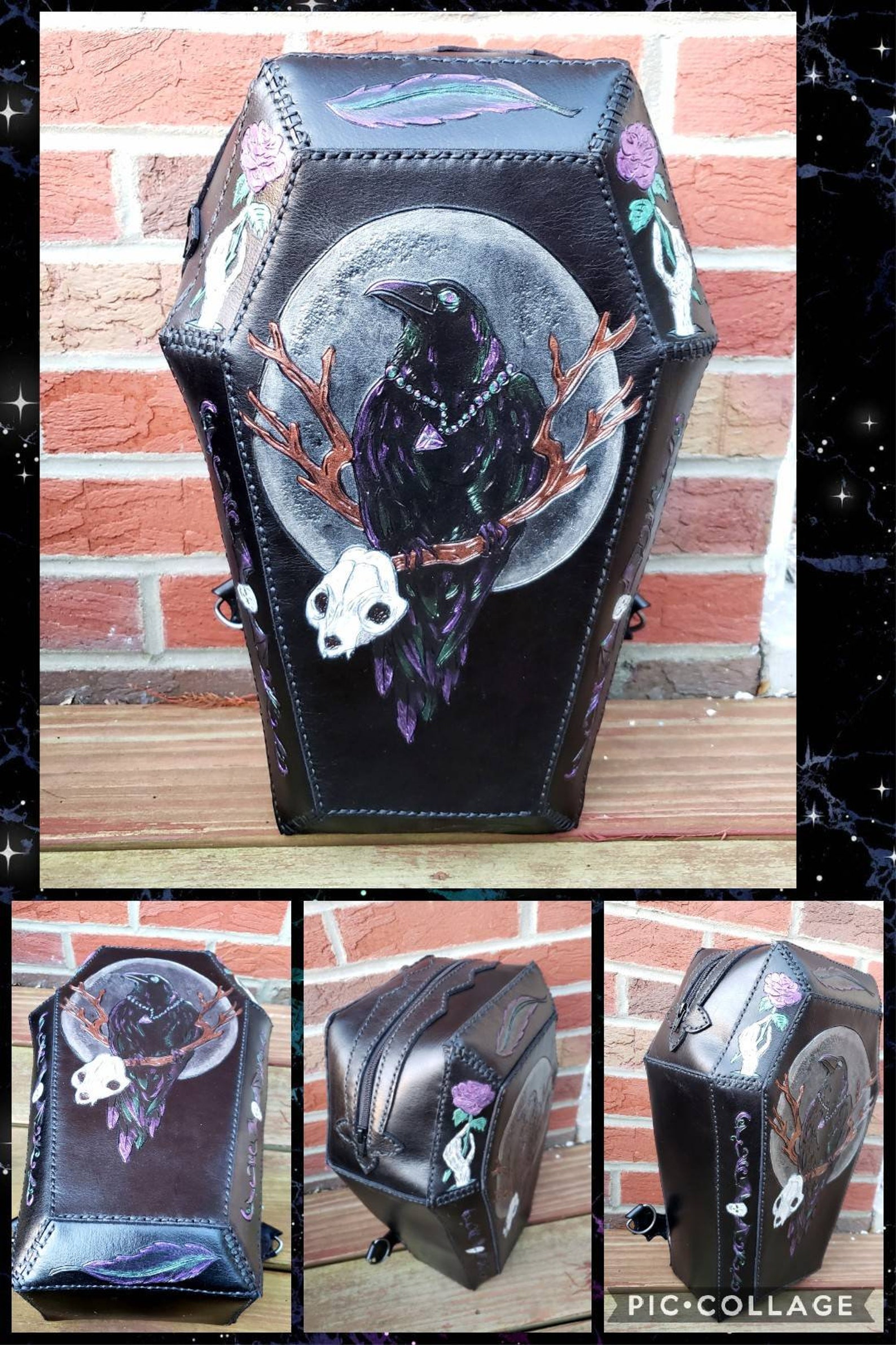 Leather Coffin Backpack Gothic Shoulder Bag Spooky Purse - Etsy