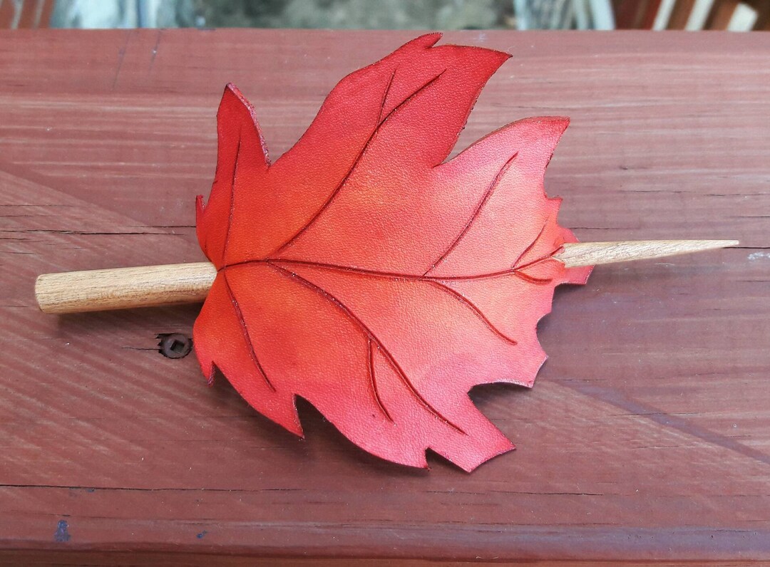 Leather Oak Leaf Autumn Fall Hair Stick Barrette Custom Color Choice - Etsy