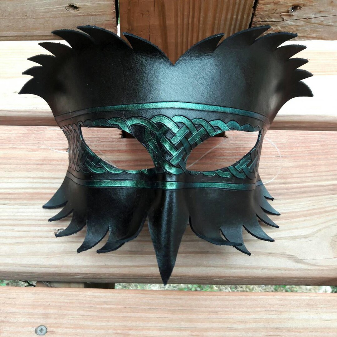 Celtic Raven Halloween Cosplay Pagan Witchy Norse Viking Leather Mask ...
