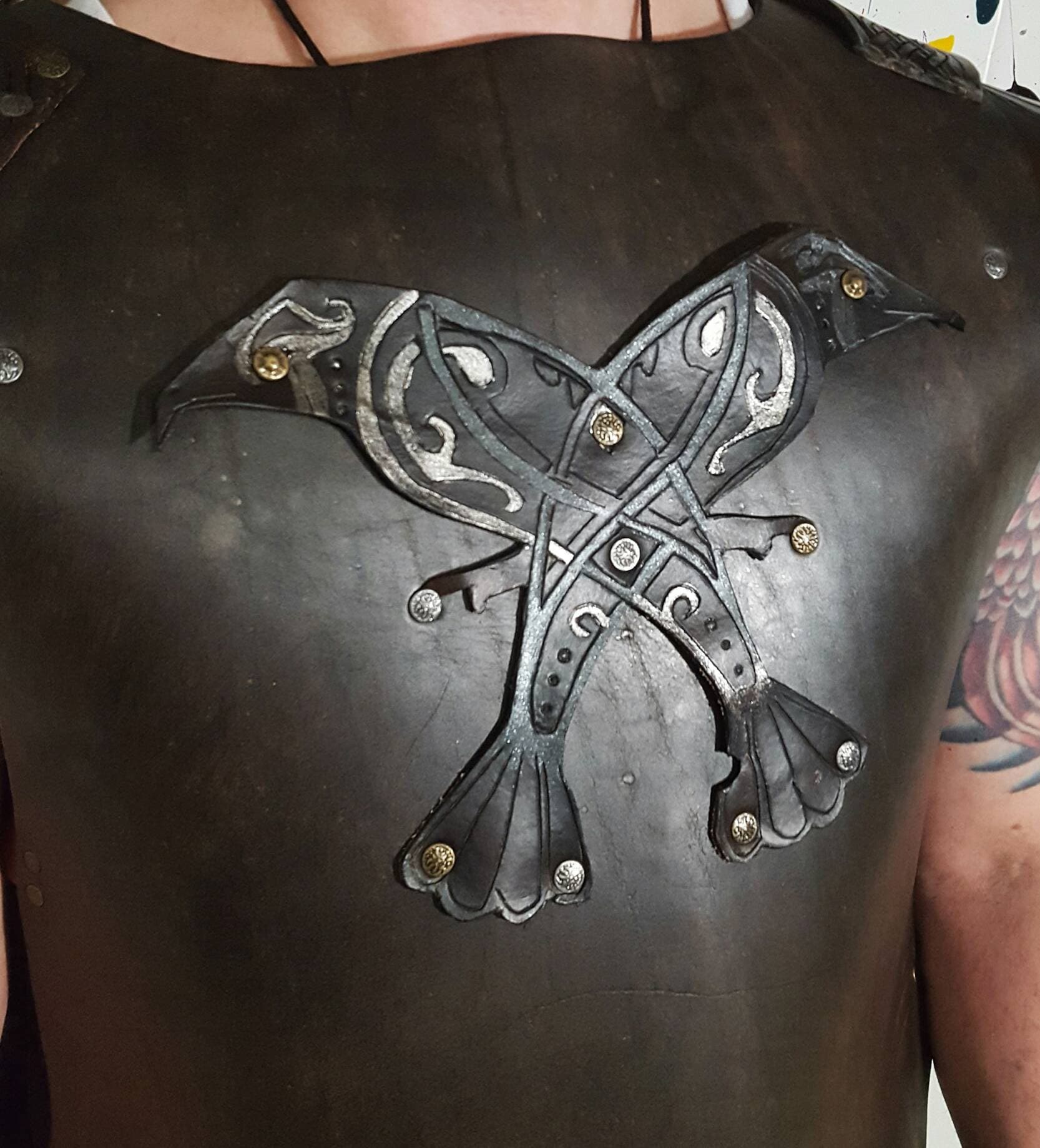 Leather Raven Knotwork Breastplate Armor | Etsy