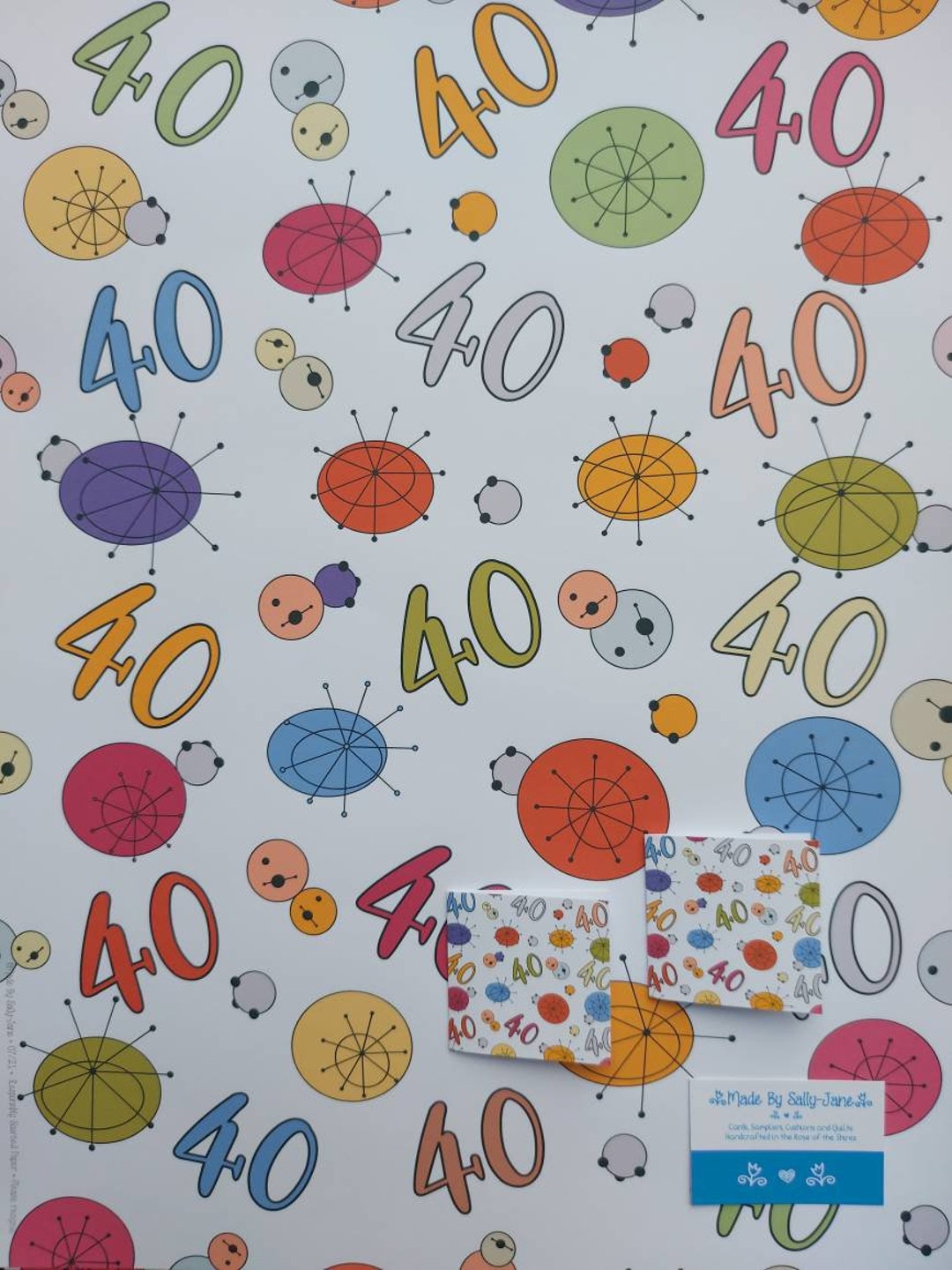 40th Birthday Gift Wrap, Cheerful A3 Wrapping Paper (2 Sheets) - Etsy
