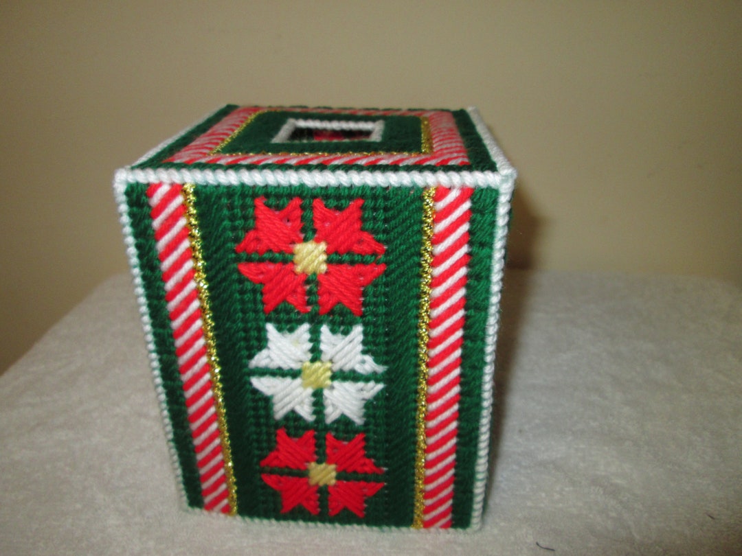 Peppermint & Poinsettias Tissue Topper #530 - Etsy