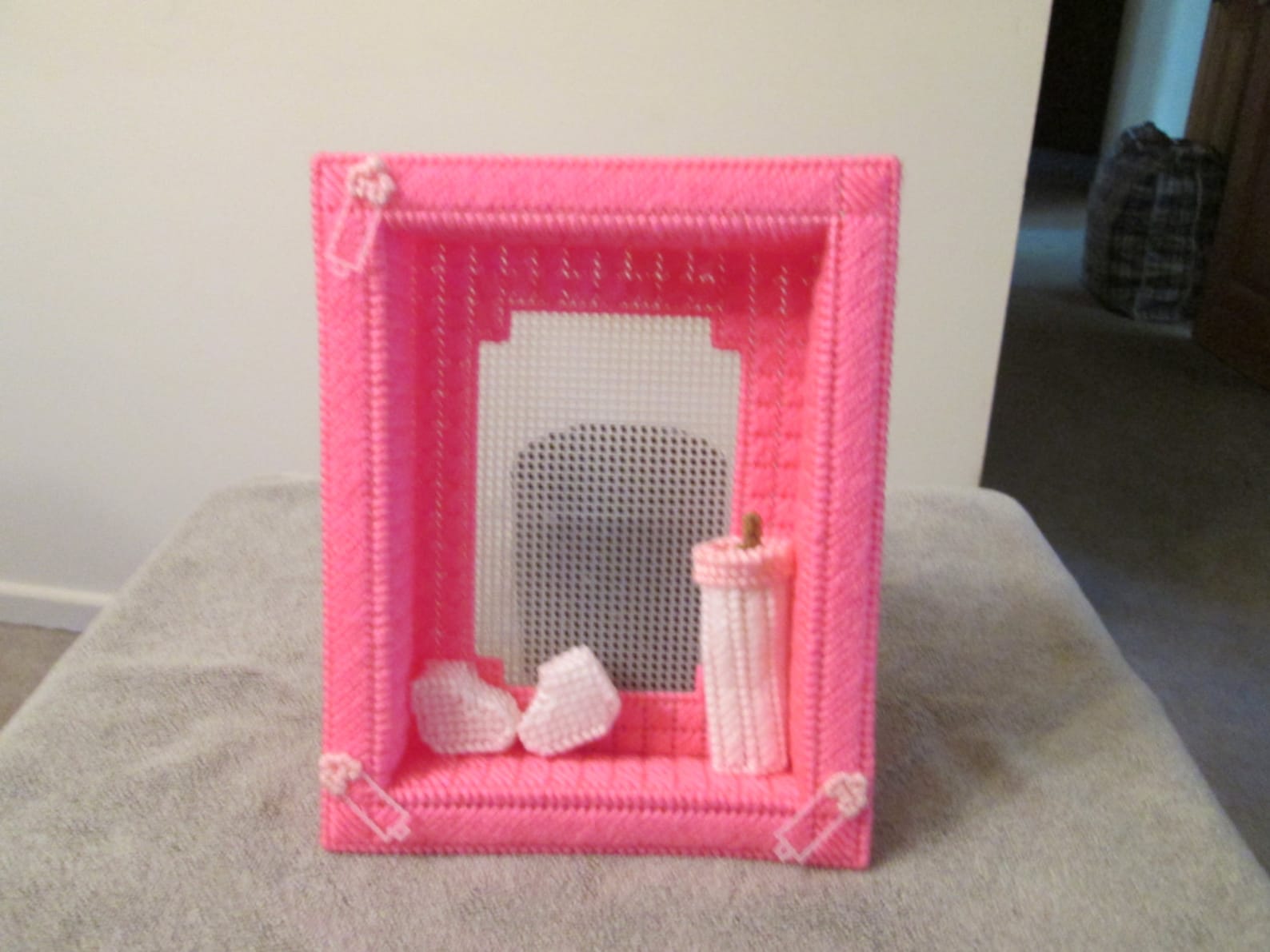 Shadow Box Photo Frame for Baby Girl in Plastic Canvas Item 160 - Etsy