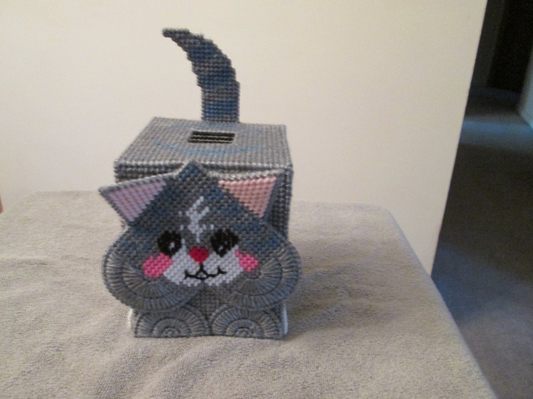 Cat "kitten Caboodle" Tissue Box Boutique Style in Plastic Canvas Item ...