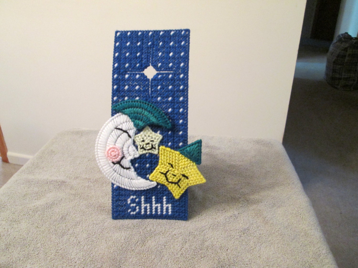 Door Hanger for Child's Room "shhh" Stars and Moon "celestial Sleepy ...