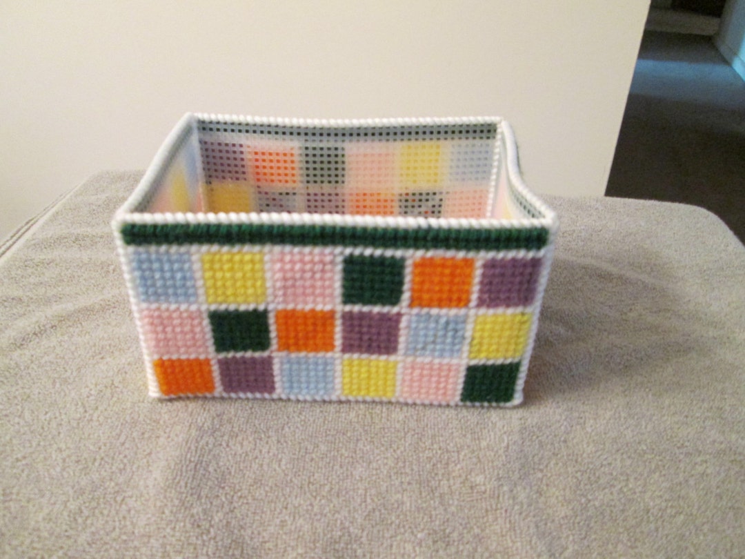 Storage Basket/box in Plastic Canvas Item 49 - Etsy