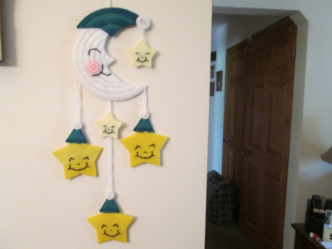 Baby Mobile "celestial Sleepy Time" Stars and Moon in Plastic Canvas ...