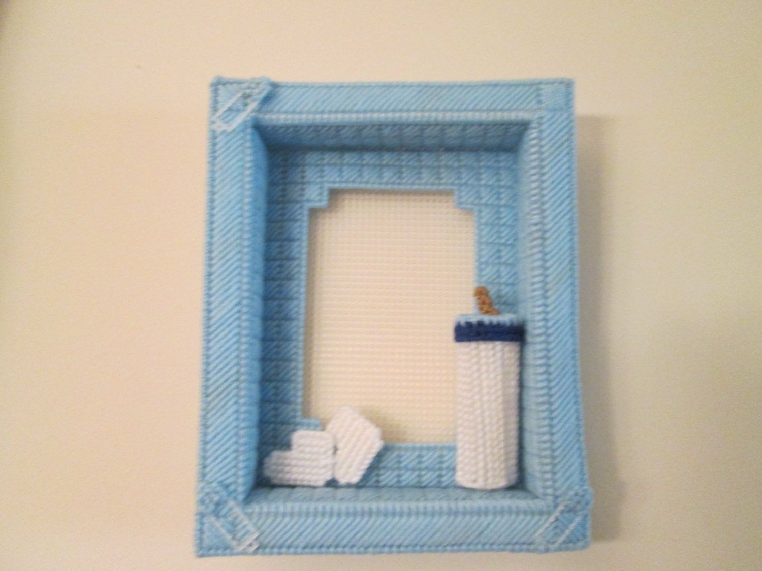 Shadow Box Photo Frame for Baby Boy in Plastic Canvas Item 156 - Etsy