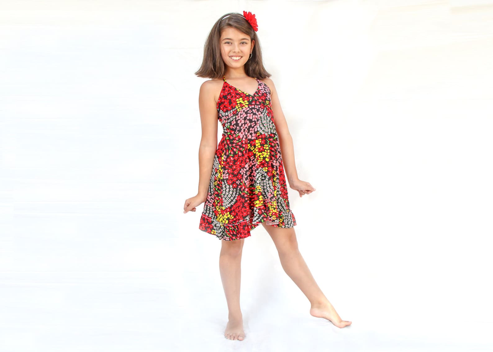 Toddler Girl Halter Dress With Flowers - Open Back Dress for Girls ...