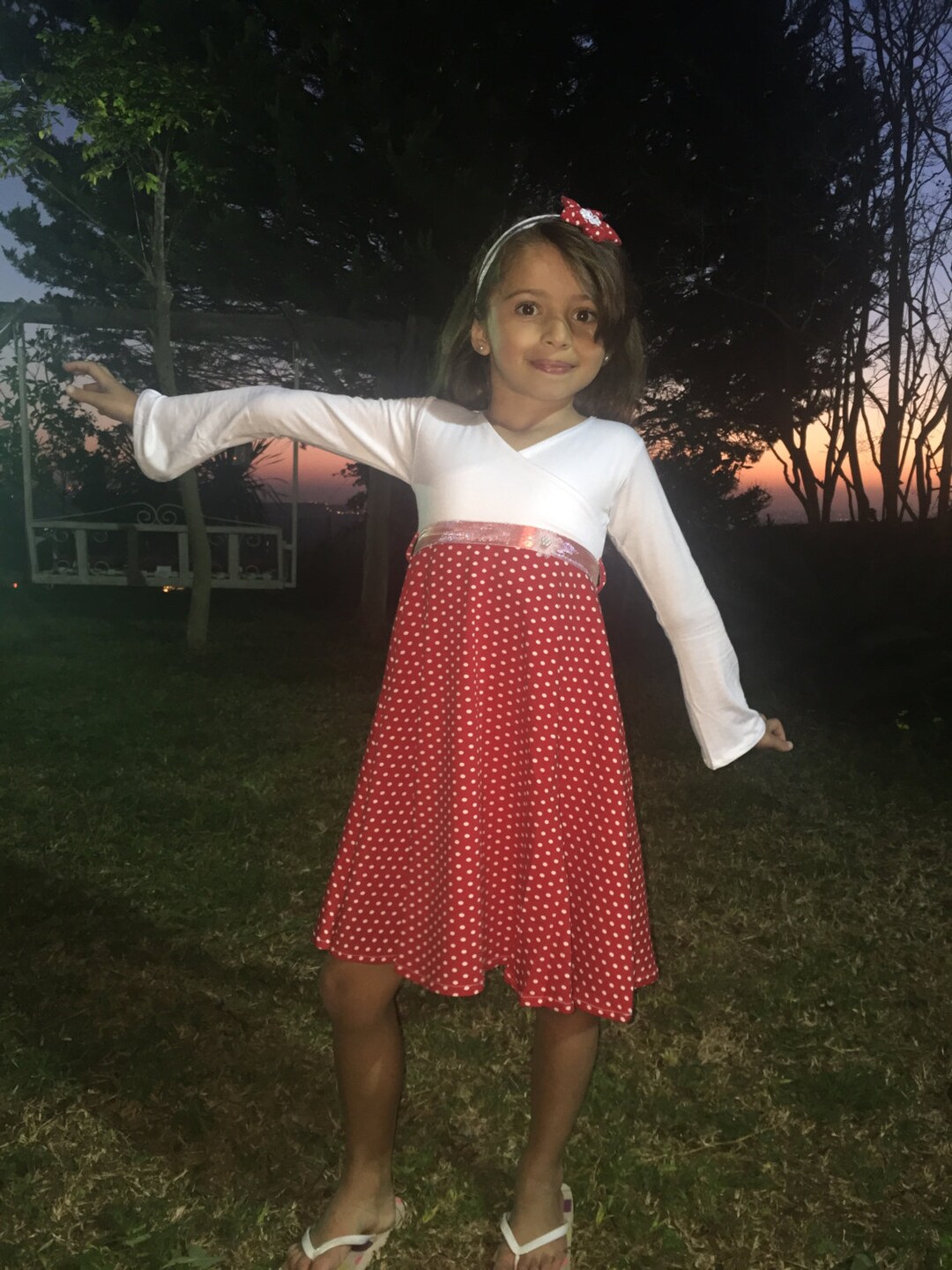 Red and White Girls Dress - Long Sleeve Dress for Girls - Toddler Girl ...