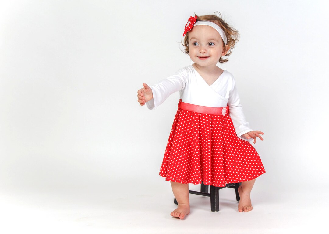 Red Polka Dot Long Sleeve Dress for Babies - Unique Dress for Baby ...
