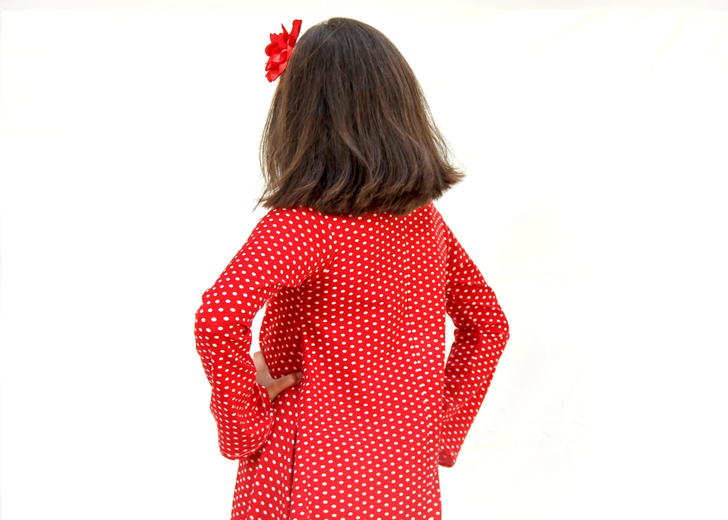 Girls Long Sleeve Red Dress - Girls Red Polka Dot Twirly Dress - Red ...
