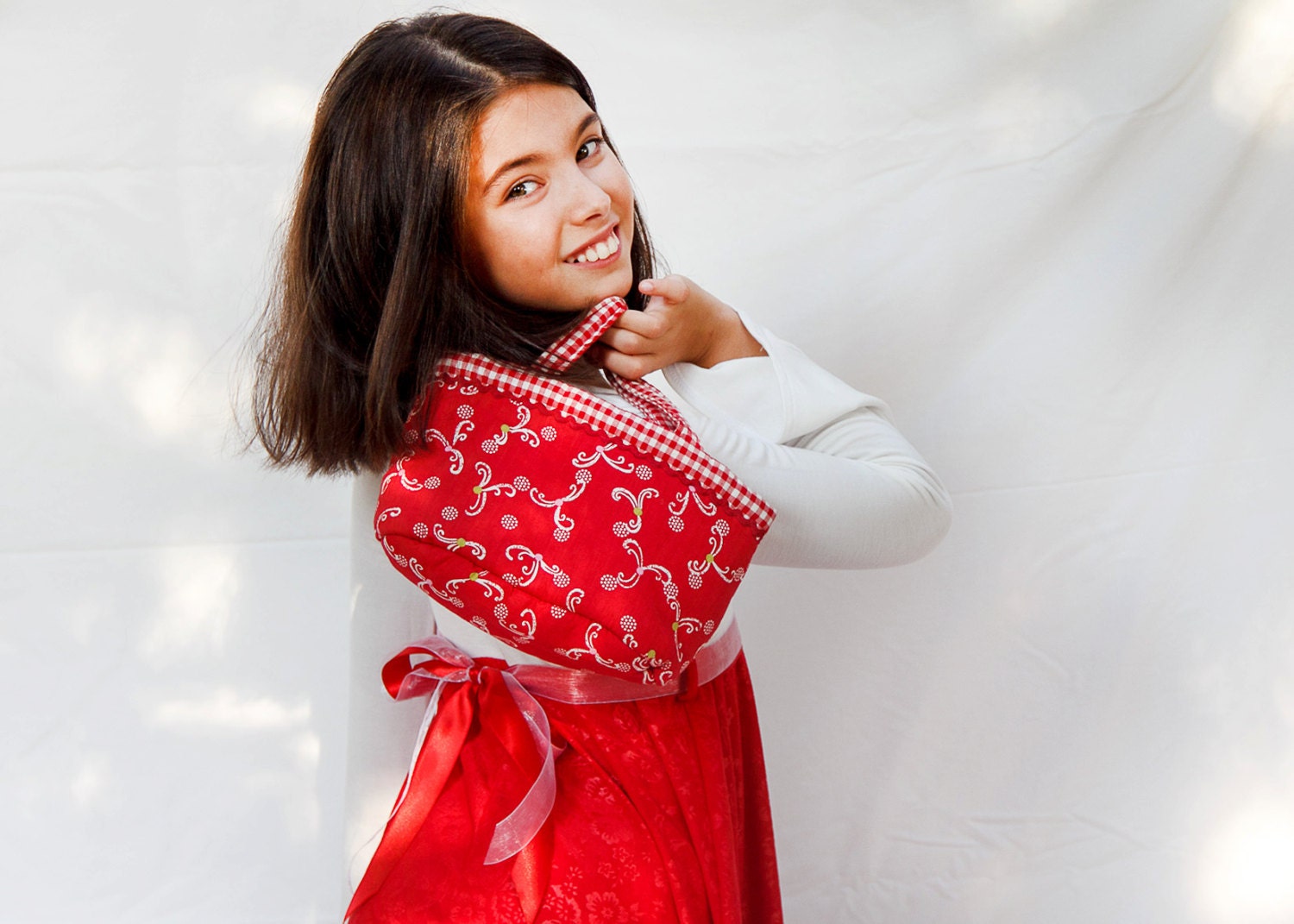 Girls Red and White Dress - Long Sleeve Dress for Girls - Toddler Girl ...