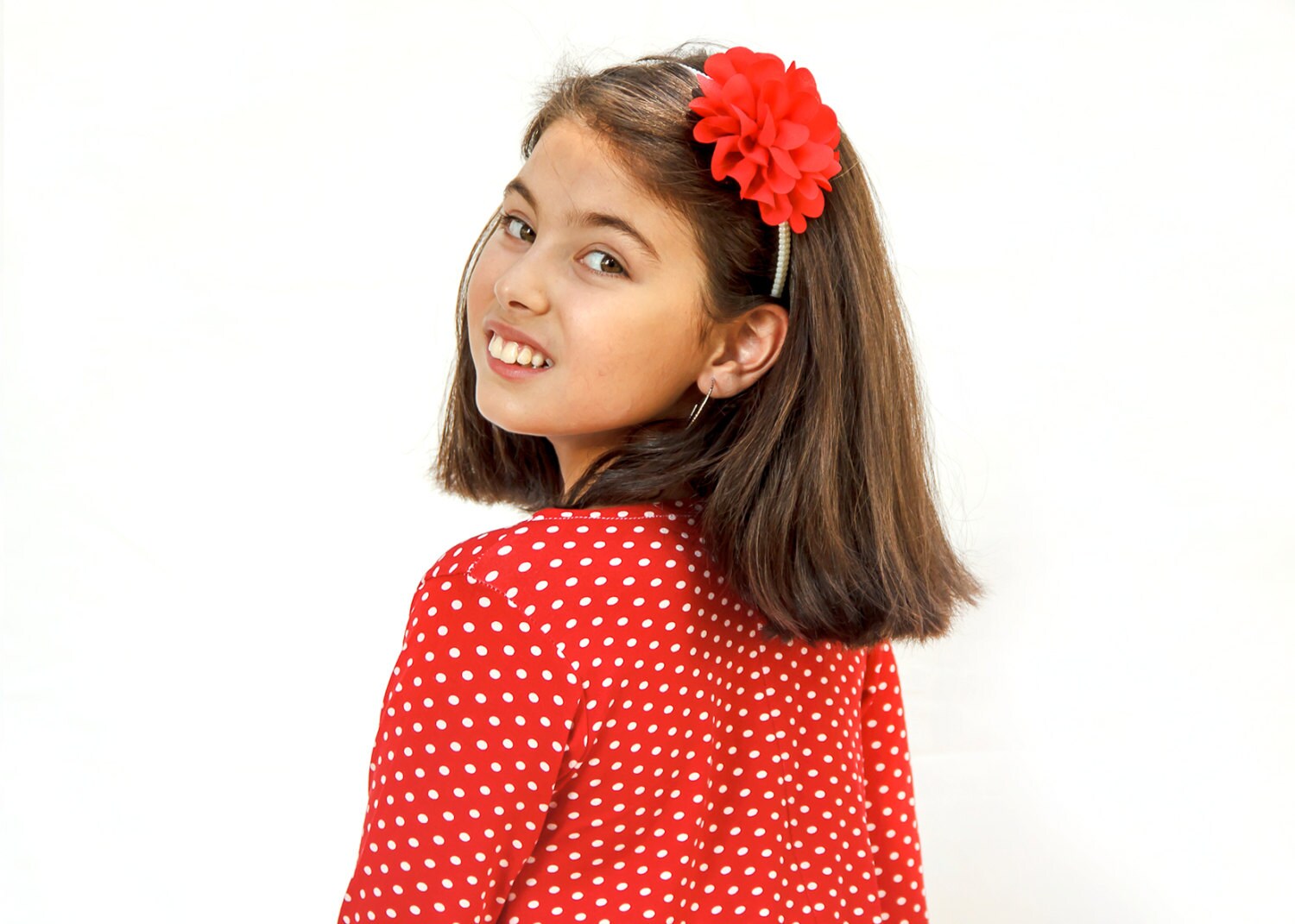 Girls Long Sleeve Red Dress - Girls Red Polka Dot Twirly Dress - Red ...