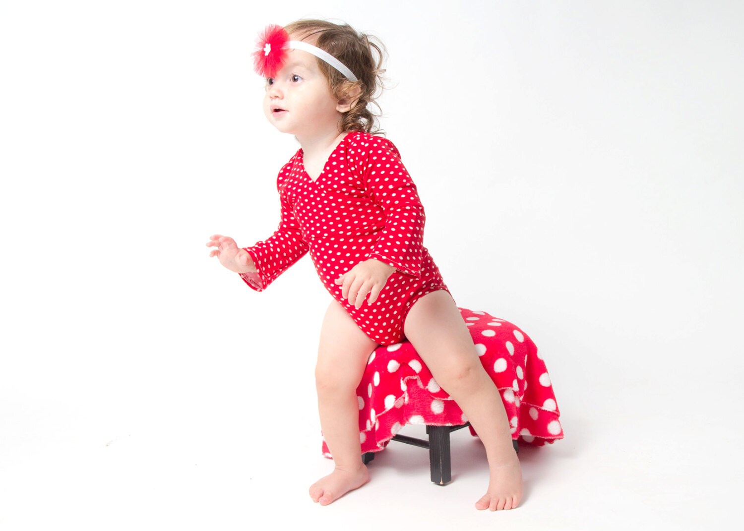 Baby Girl Red Polka Dot Long Sleeve Bodysuit - 0-18 Months Clothing ...