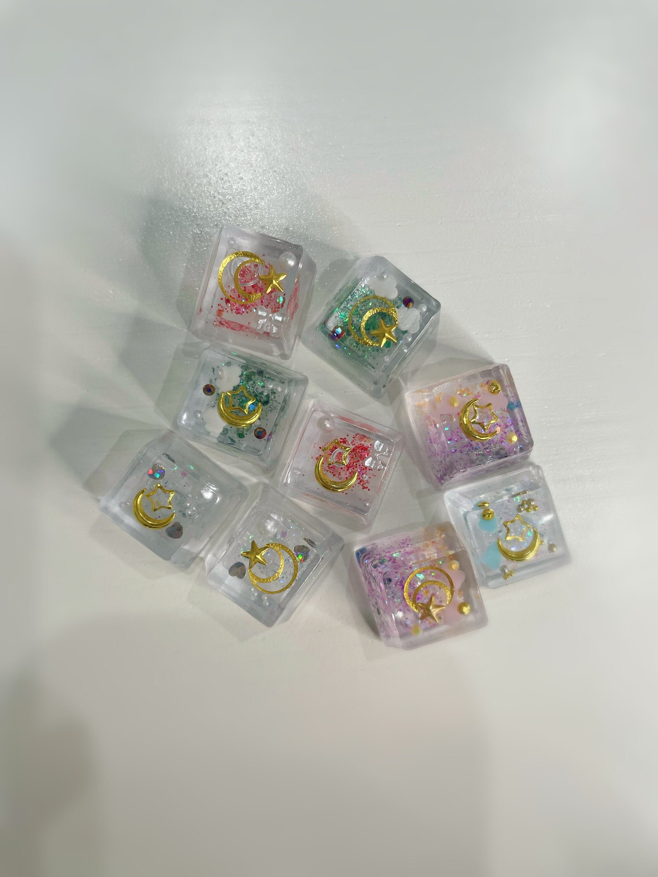 Moon and Stars Keycaps Cute Resin Keycap Moon Keycap Star Keycap Night ...