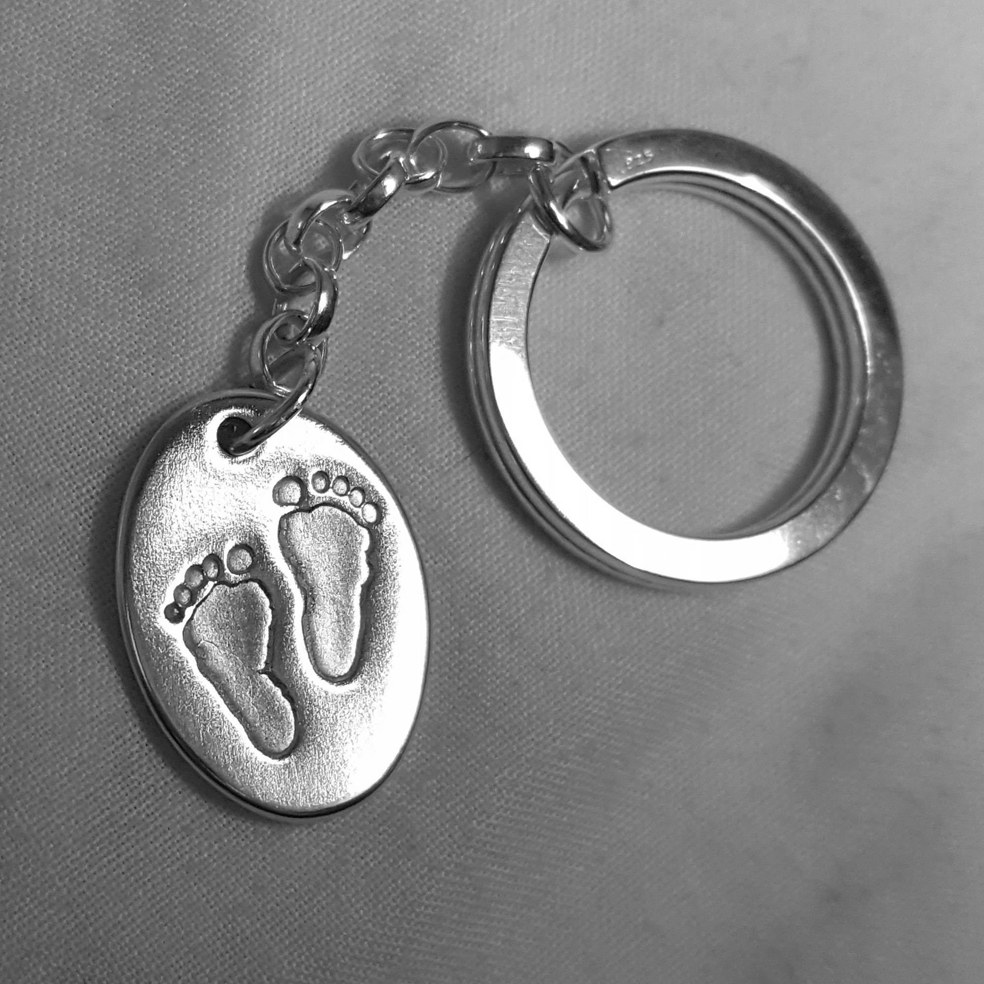 HANDPRINT FOOTPRINT KEYRING Personalized Silver Handprint | Etsy