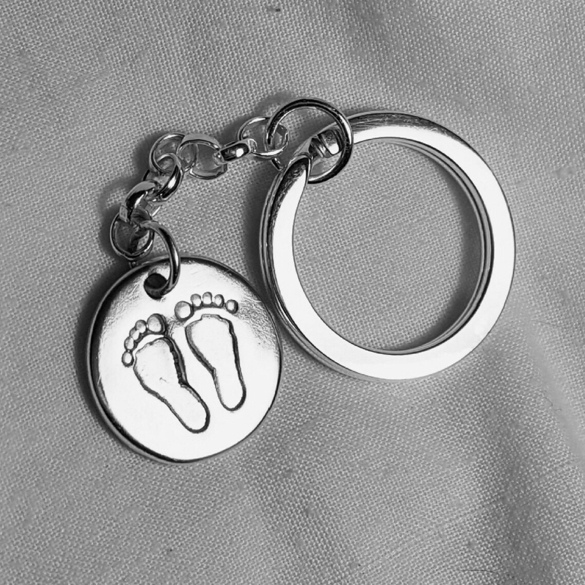 HANDPRINT FOOTPRINT KEYRING Personalized Silver Handprint - Etsy
