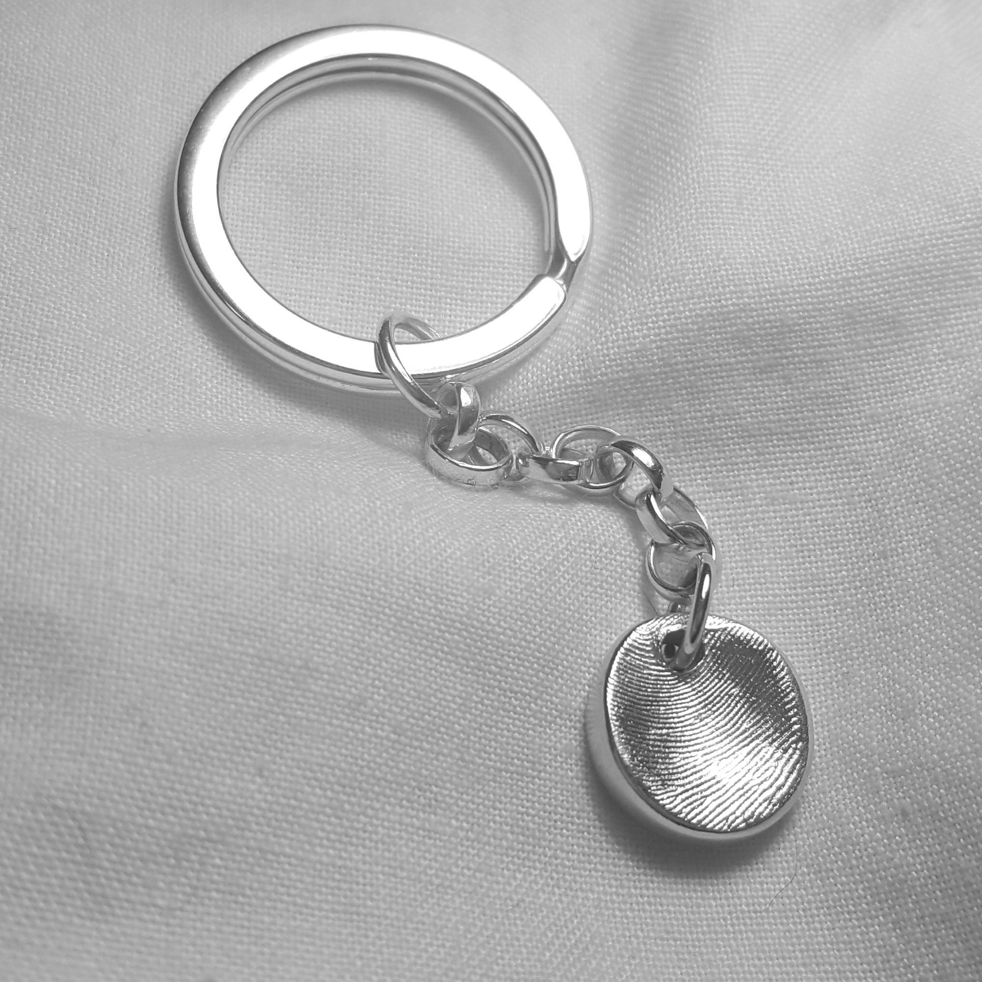 FINGERPRINT KEYRING Personalized Silver Fingerprint Keyring | Etsy