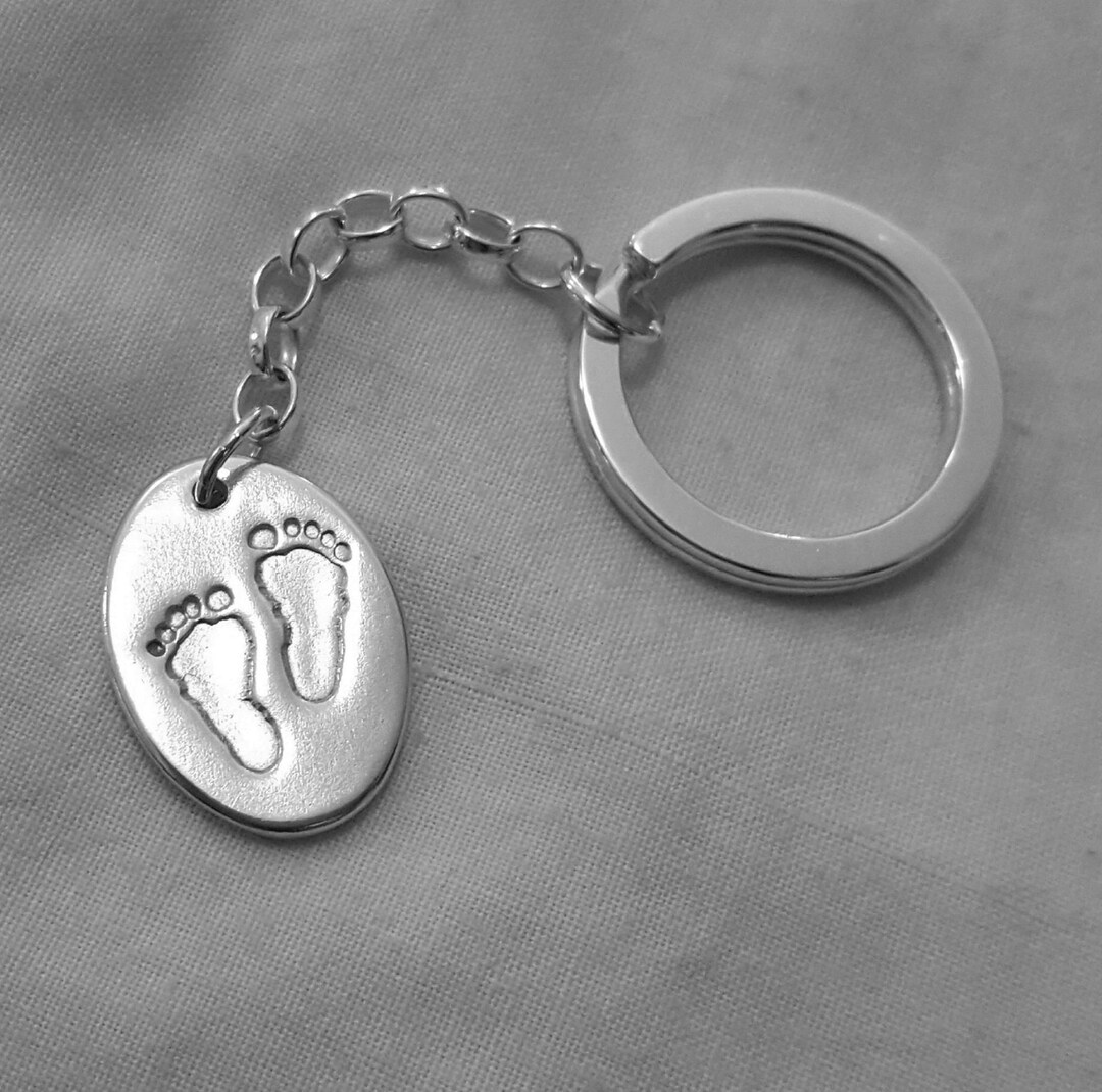 HANDPRINT FOOTPRINT KEYRING Personalized Silver Handprint Footprint ...