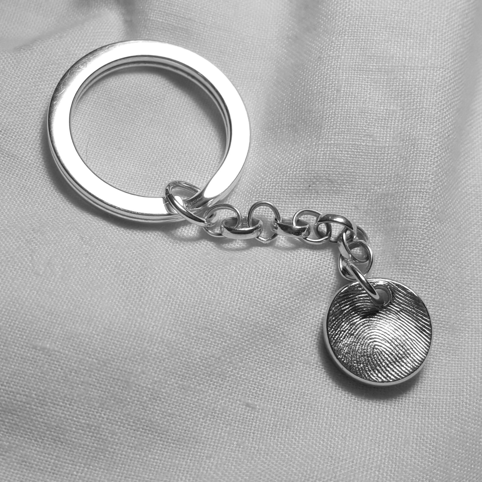 FINGERPRINT KEYRING Personalized Silver Fingerprint Keyring - Etsy