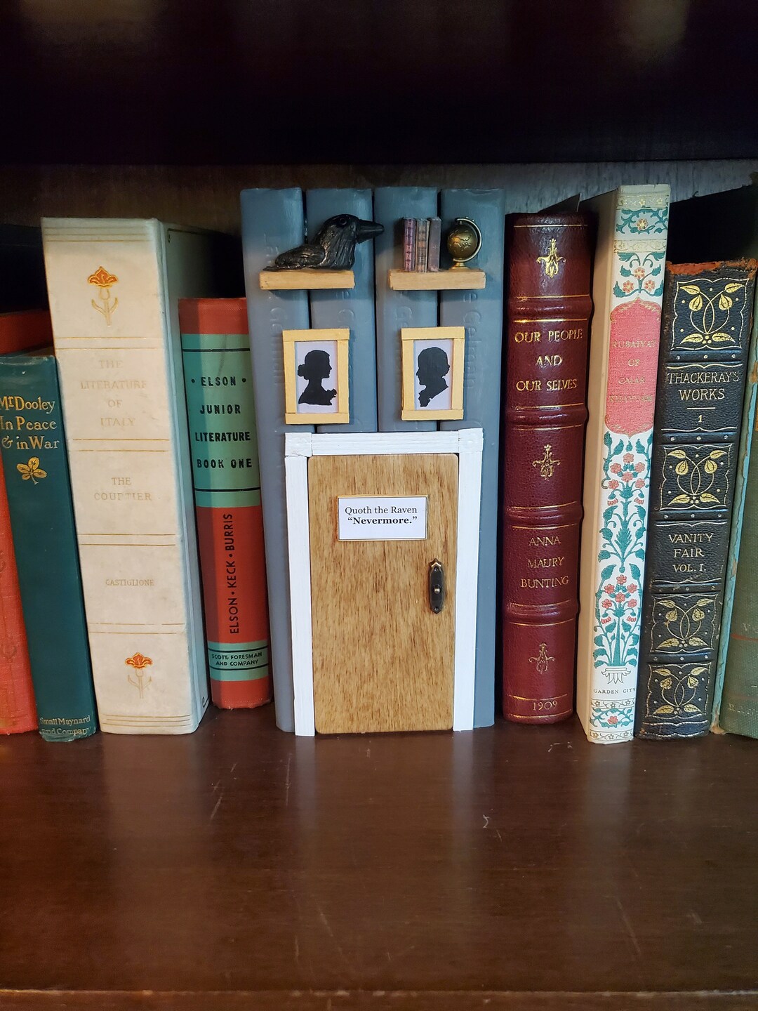 Edgar Allan Poe Inspired Book Nook Door, Book Art, Book Decor, the Raven, Bookshelf Insert ...