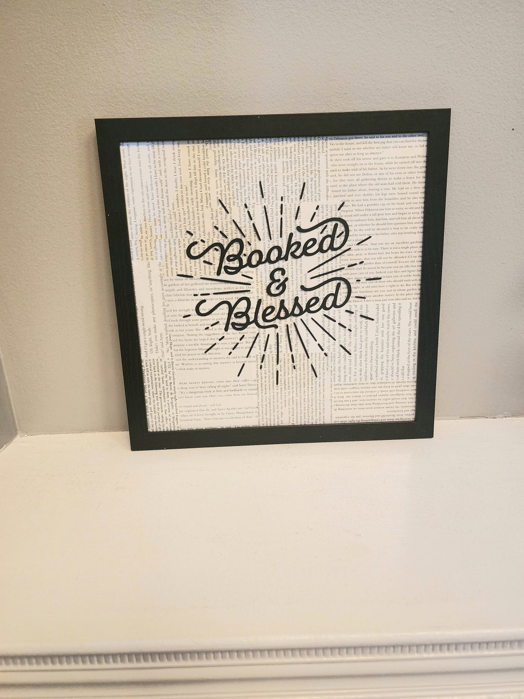Booked and Blessed Book Page Frame, 12"x12", Book Decor, Bookish ...