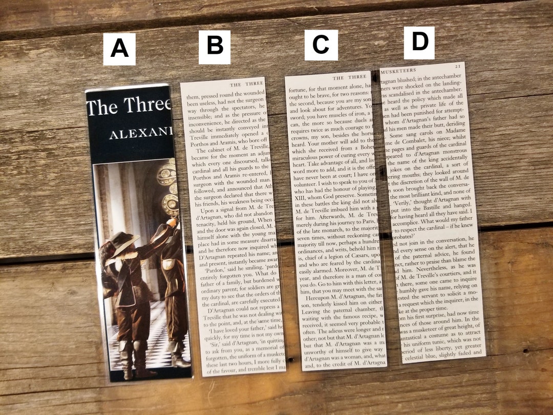 Three Musketeers Book Page Bookmarks, Real Book Page Bookmarks ...