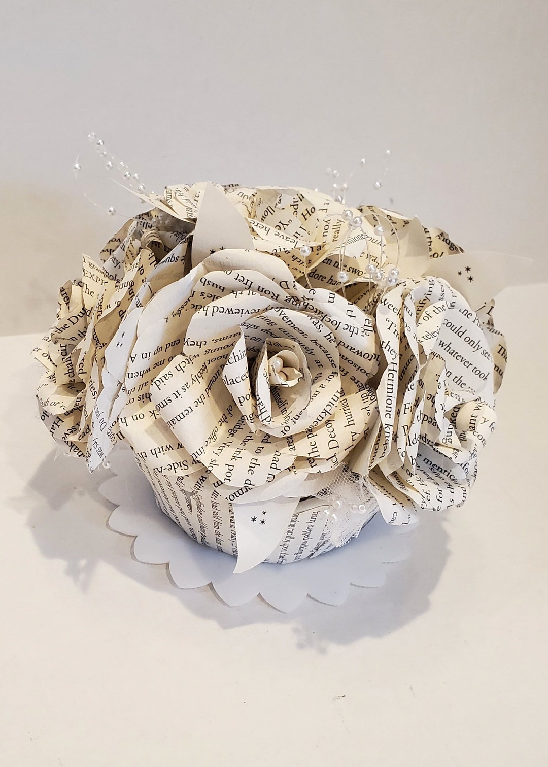 Book Page Flower Cake Topper, Book Theme Wedding, Book Cake Topper ...